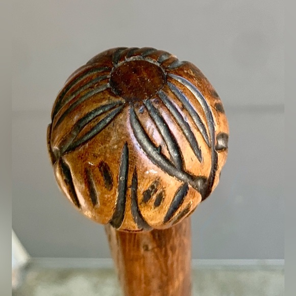 Art | Antique Artisan Hand Crafted Chestnut Ball Pommel Walnut Walking ...